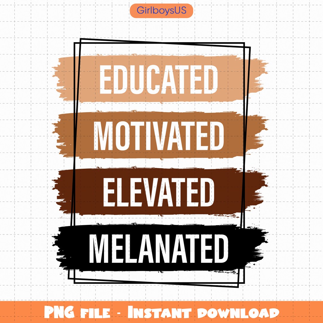 Educated Motivated Elevated Melanated Png, Black History Month Png ...