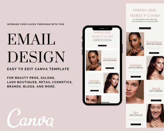 Email Template Beauty Salon Lash Hair Salon Fashion | Etsy