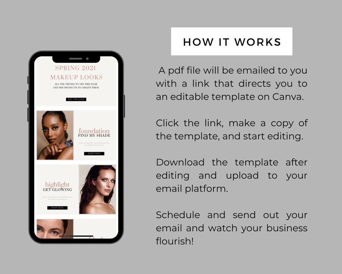 Email Template Beauty Salon Lash Hair Salon Fashion | Etsy