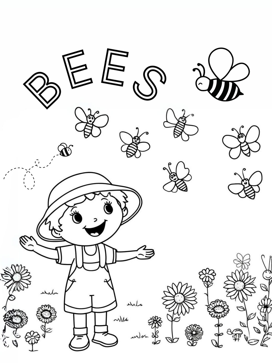 Coloring Page Instant Download - Pollinators in the Garden - Etsy
