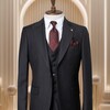 Double Breasted Navy Blue Mens Suit, Golden 6 Button Casual , Slim Fit ...