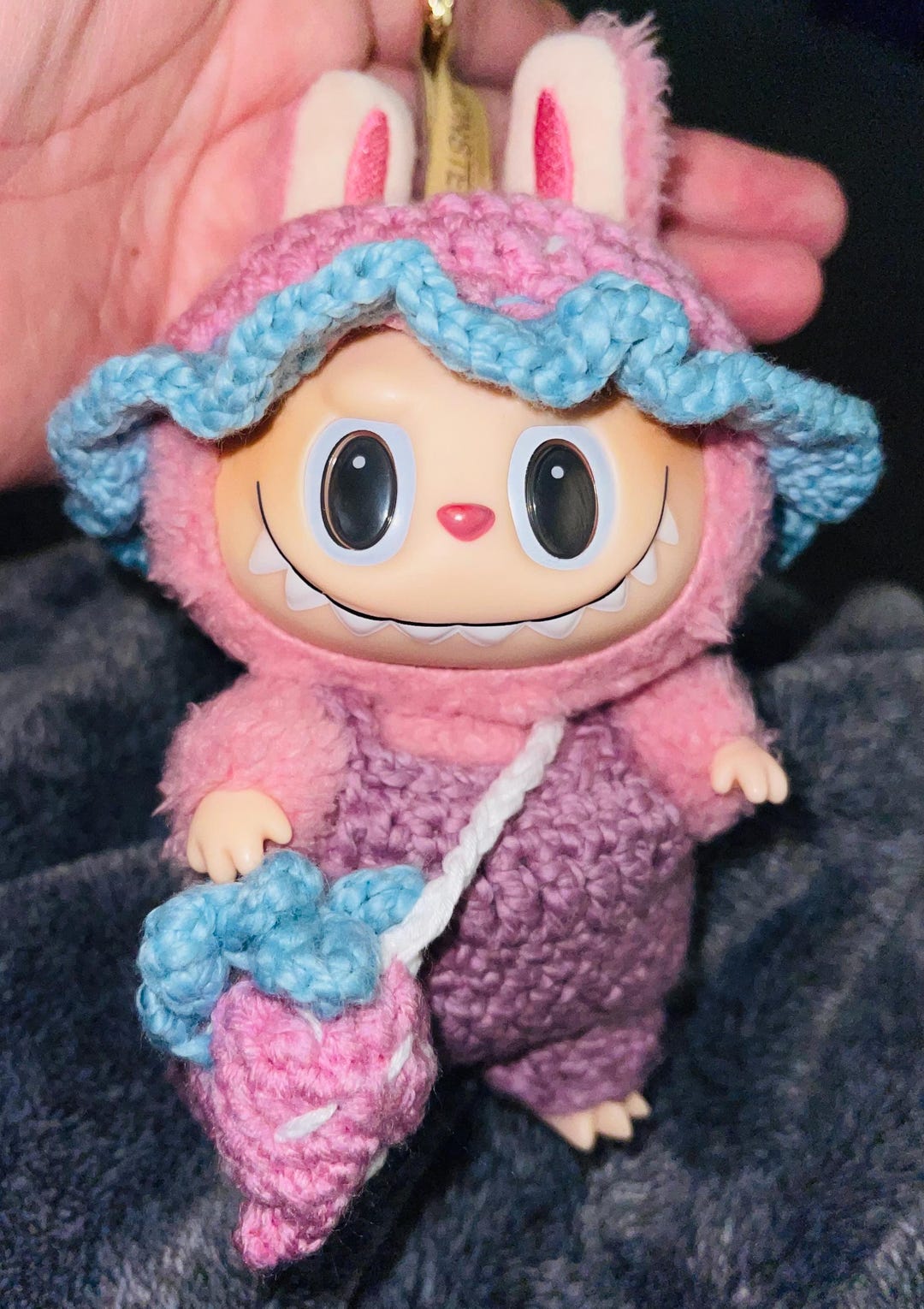 Labubu Overall and Hat Handmade Strawberry Crochet Clothing - Etsy