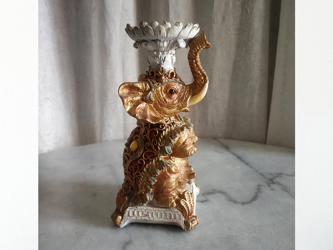 Beautiful Vintage Elephant Statue Candlestick, Yoga Lovers Gift ...