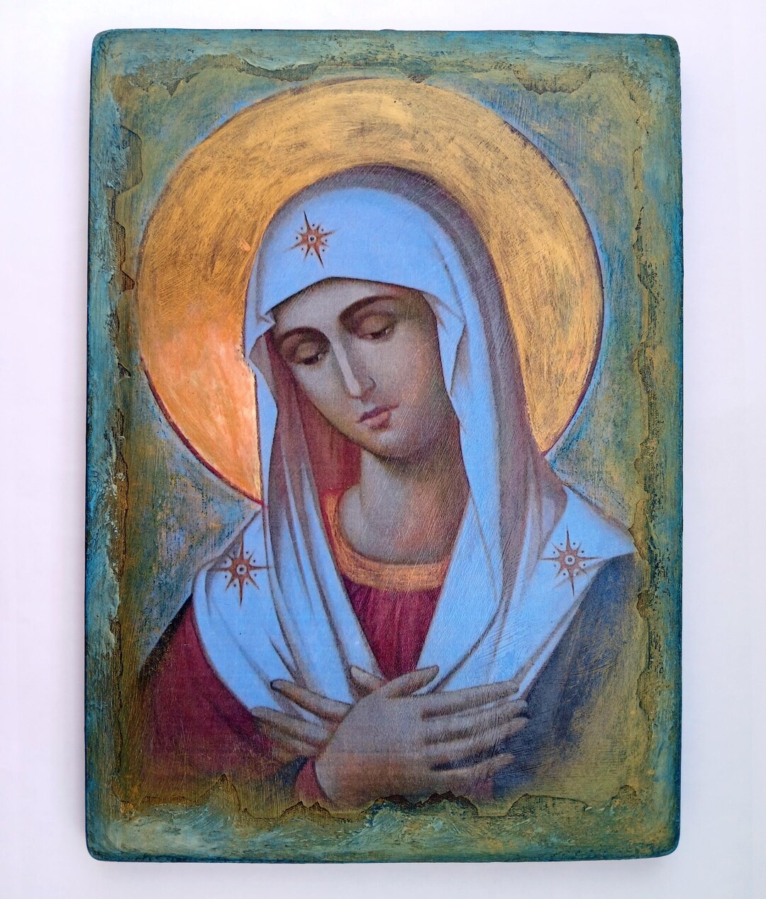 Virgin Mary Religious Icon, Madonna Handmade Catholic Christian Icon, 8 ...