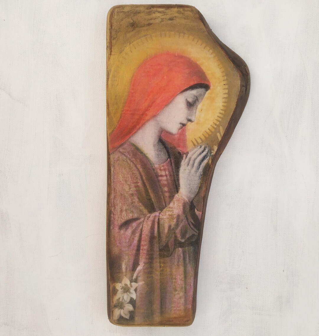 Virgin Mary Religious Icon, Madonna Handmade Catholic Christian Icon 5 ...