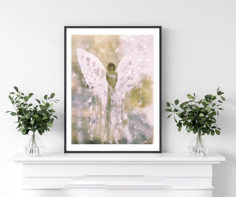 Abstract Guardian Angel Wall Art, Digital Download, Spiritual Art ...
