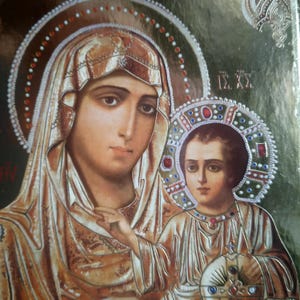 Virgin Mary Theotokos of Jerusalem, Panagia Handmade Byzantine Icon 6 ...