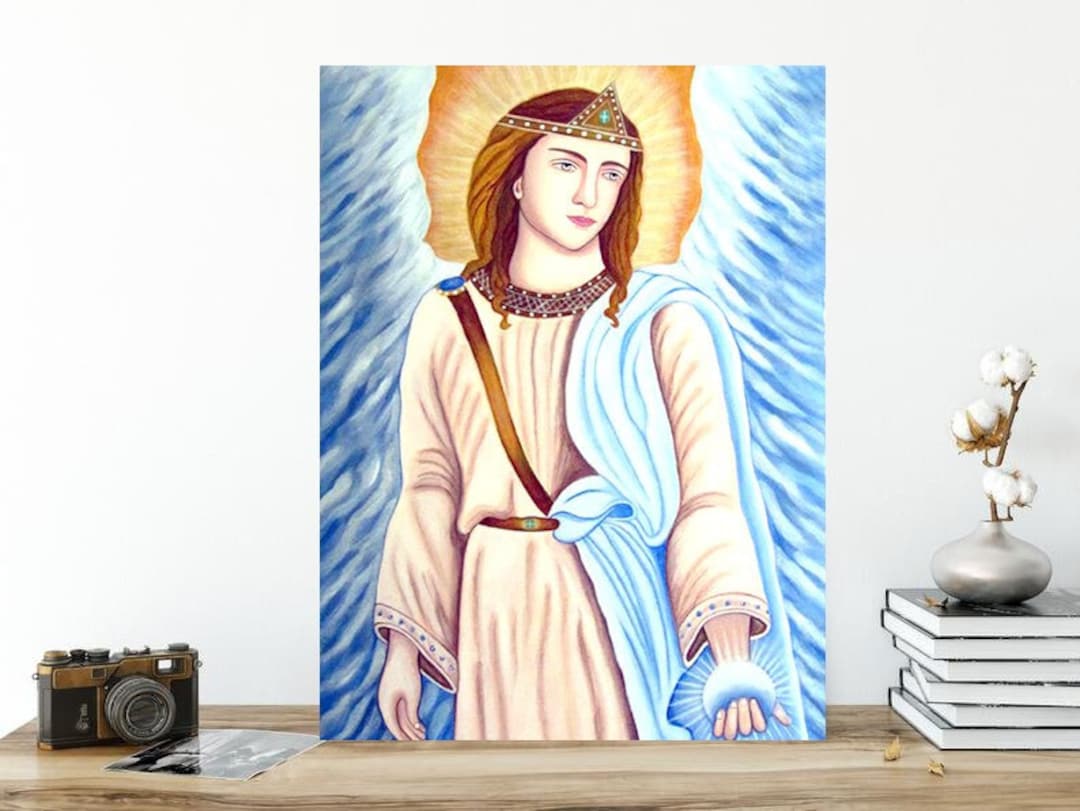 Archangel Gabriel Portrait, Original Painting Handmade Art, Religious ...