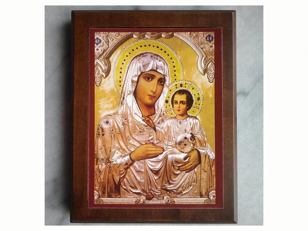 Virgin Mary Theotokos of Jerusalem, Panagia Christian Orthodox Icon 6 ...