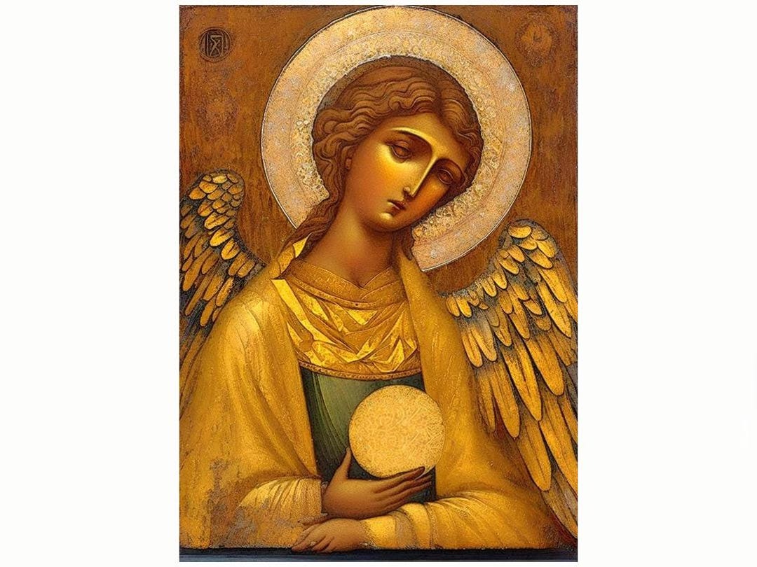 Guardian Angel Handmade Icon, Religious Gift 6''x9''in/15x22cm ...