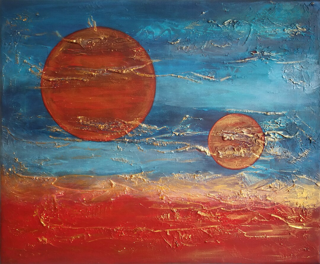 Planets Abstract Painting, Gold Planets Painting, Celestian Abstract ...