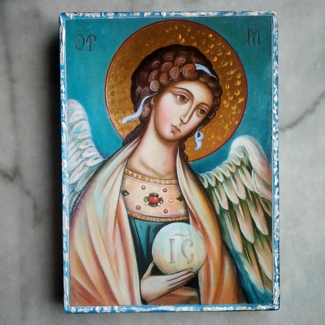Guardian Angel Handmade Icon, Religious Gift 6''x9''in/16x22cm ...