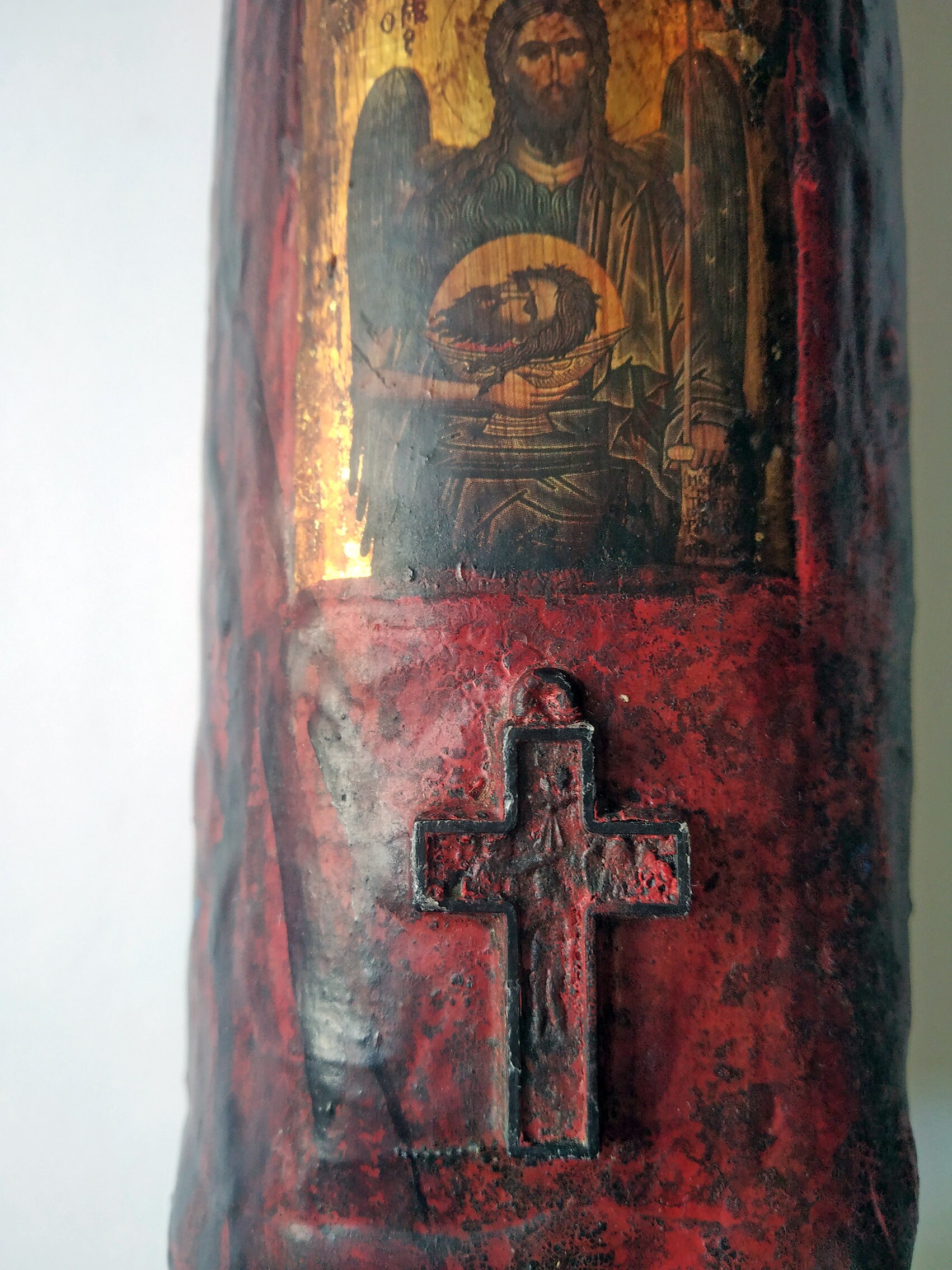 Vintage Religious Icon With Jesus Christ, Virgin Mary and Saints ...