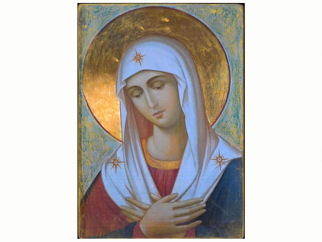 Virgin Mary Religious Icon, Madonna Handmade Catholic Christian Icon, 8 ...