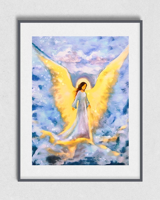 Angel Printable Painting Wall Art, Digital Download, Spiritual Wall Art ...