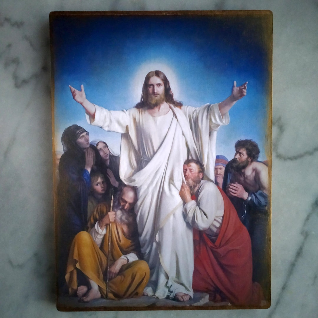 Jesus Christ 'the Consolator' Handmade Wood Icon, Religious Wall Art (9 ...