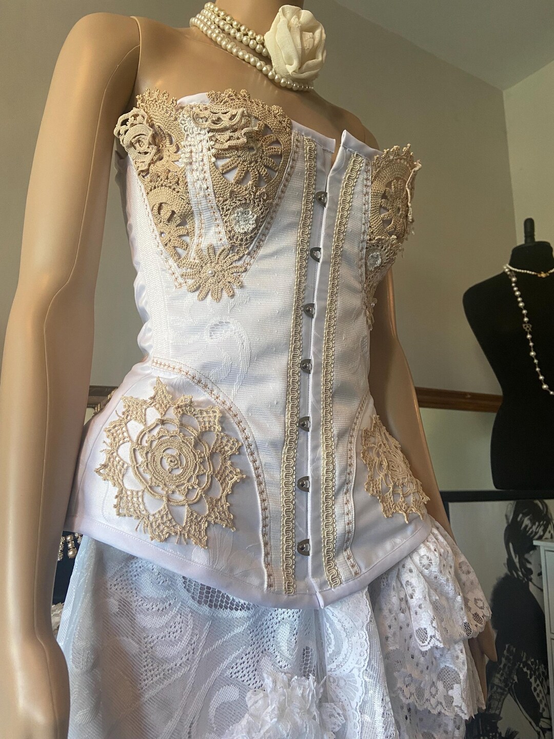 Handmade One of a Kind Corset With Gussets, Hip Panels, Lace and ...