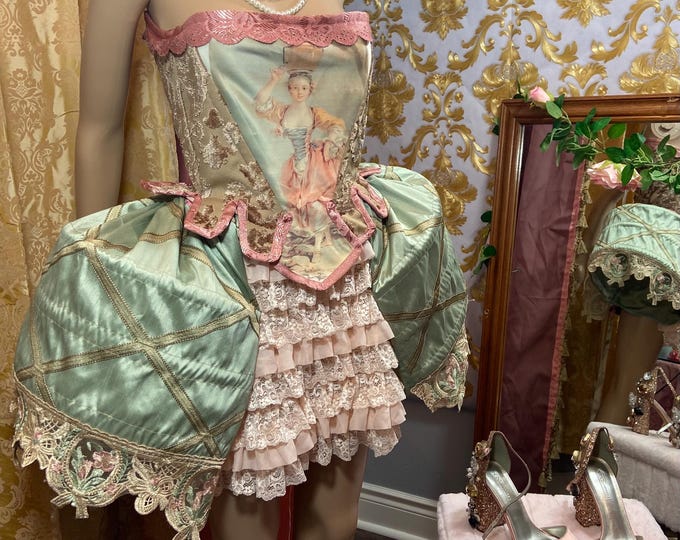 Blue and Gold Handmade Marie Antoinette Inspired 2 Piece Set. - Etsy