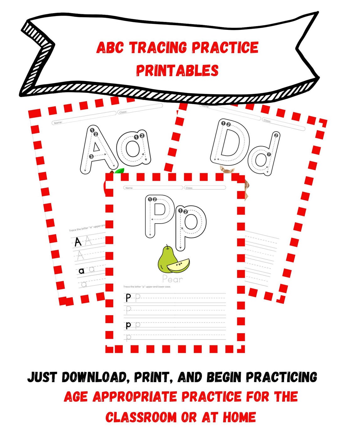 ABC Tracing Worksheet Printables for School Aged Children | Classroom ...