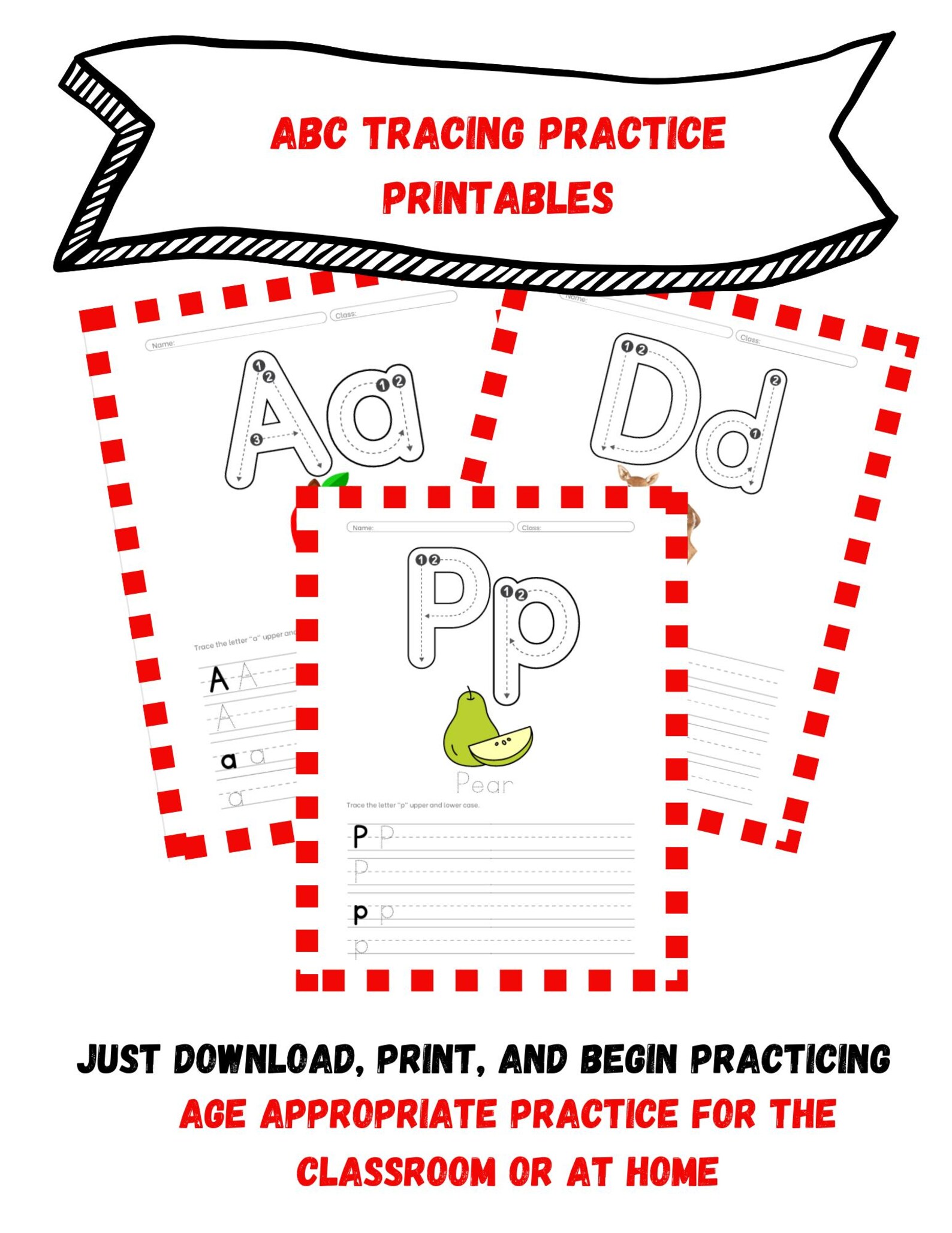 ABC Tracing Worksheet Printables for School Aged Children | Classroom ...
