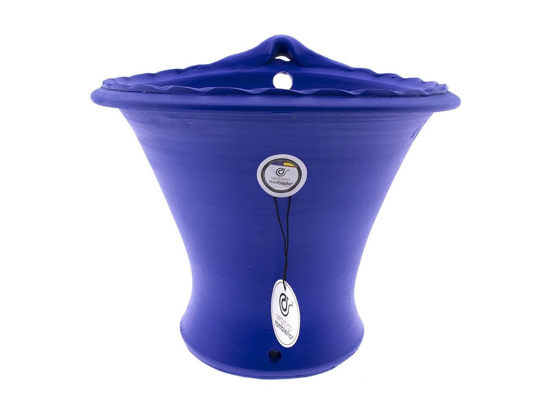 RAMBLEÑA CERAMIC Patios De Córdoba Azul Wall Pot Outdoor Pot Hanging ...