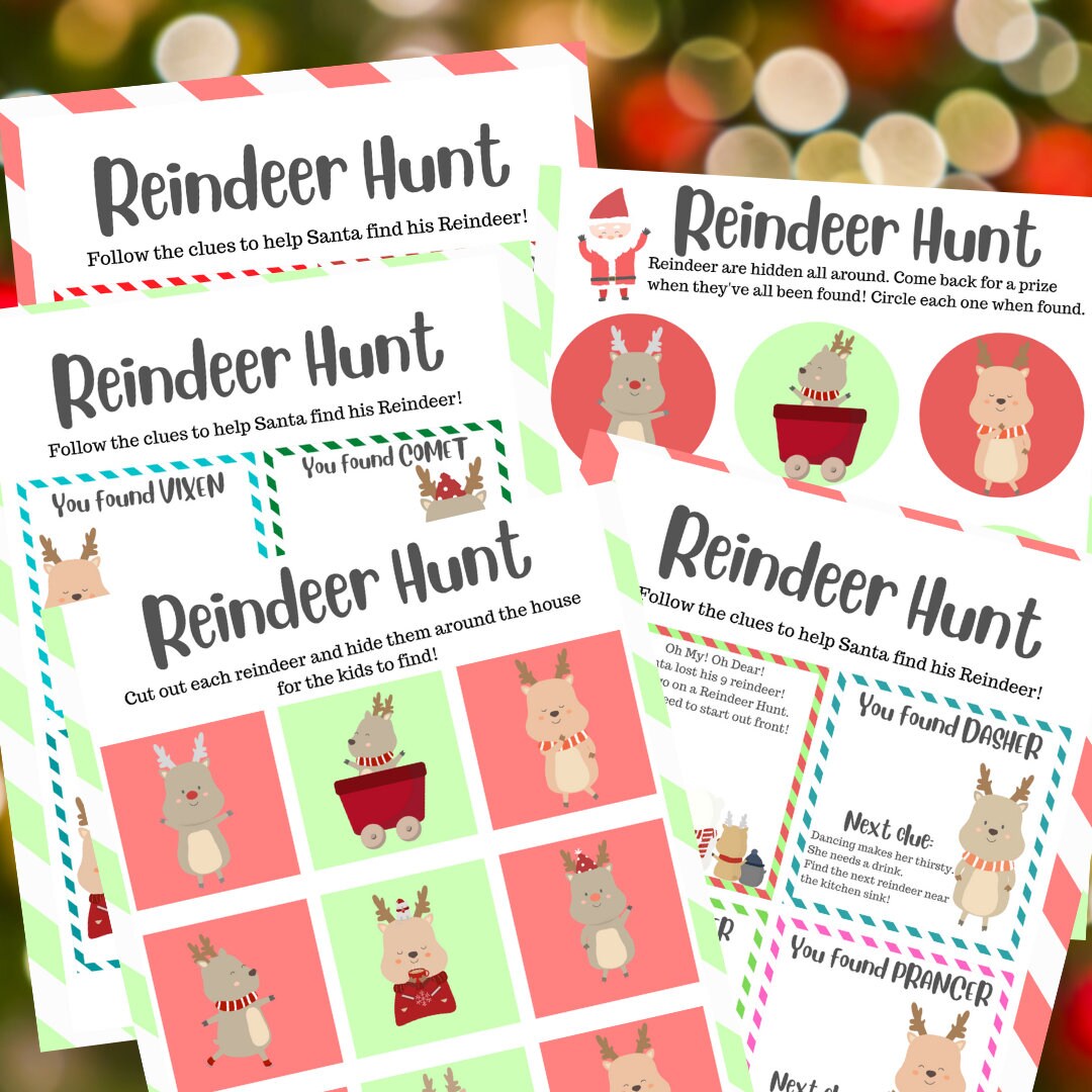 Christmas Reindeer Hunt - Scavenger Hunt - Two Versions - Etsy
