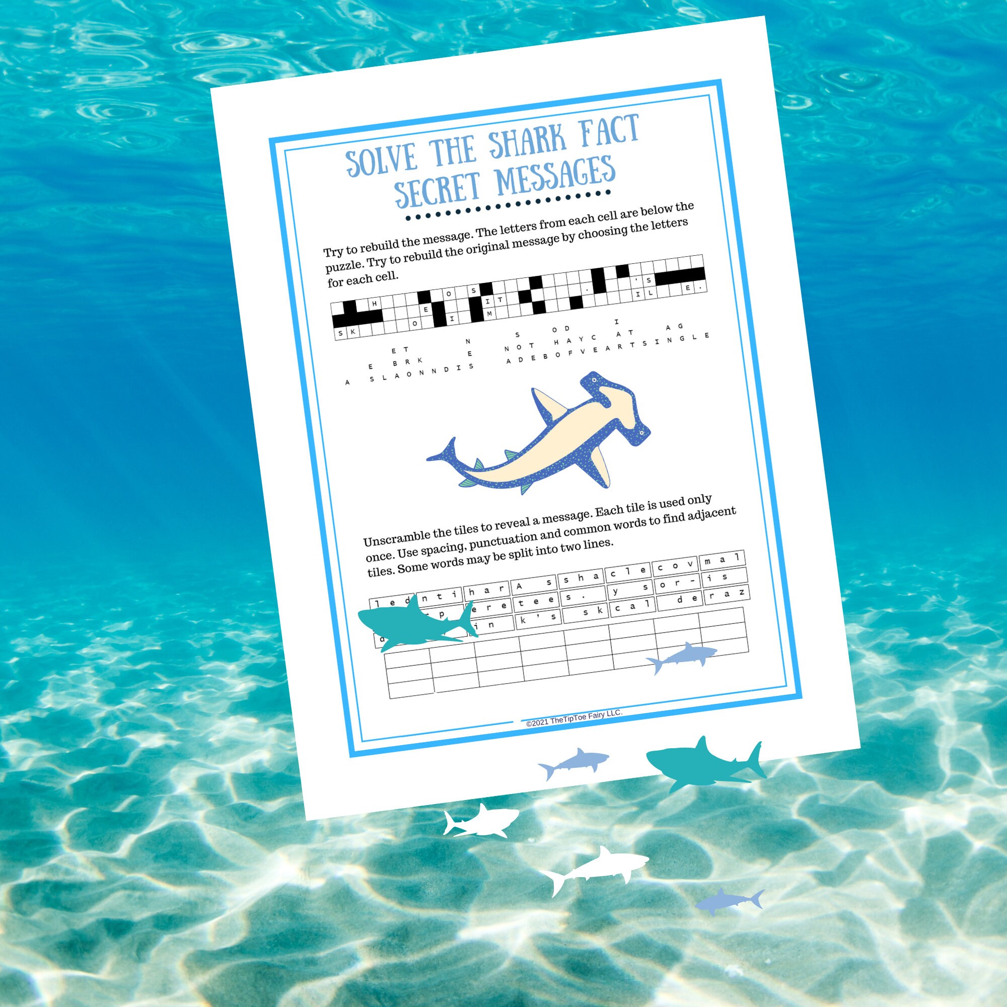Shark Activity Puzzles - Digital Download - Ocean | Under the Sea ...