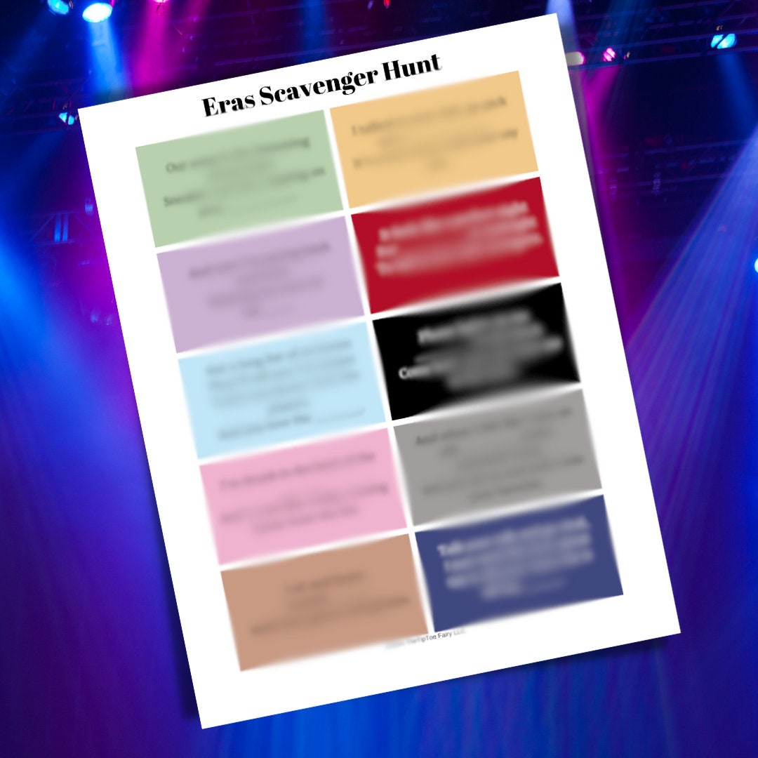 Taylor Eras Treasure Hunt - Instant Digital Download - Swiftie ...