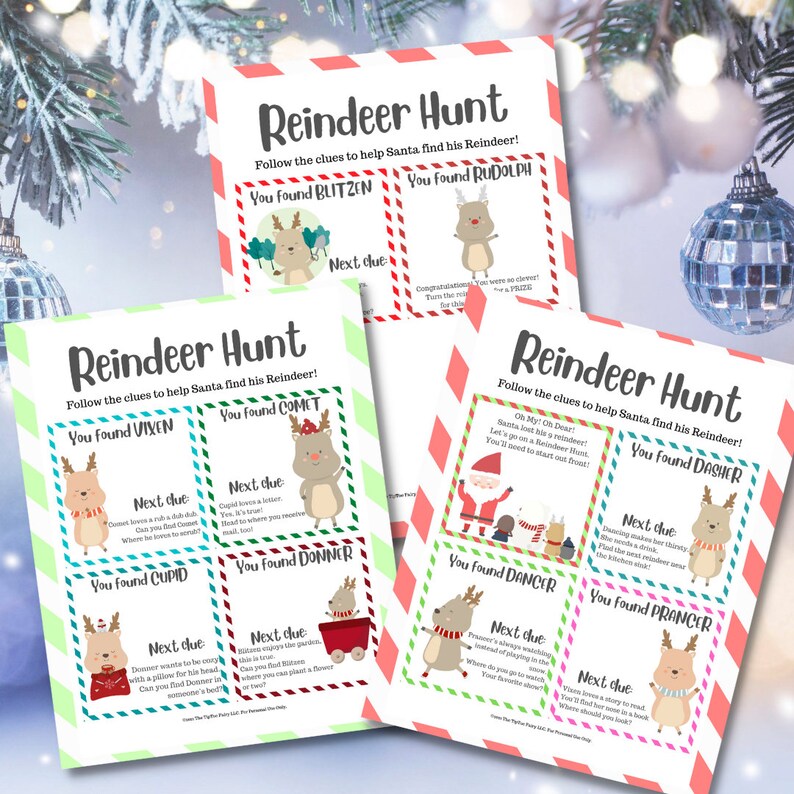 Christmas Reindeer Hunt - Scavenger Hunt - Two Versions - Etsy