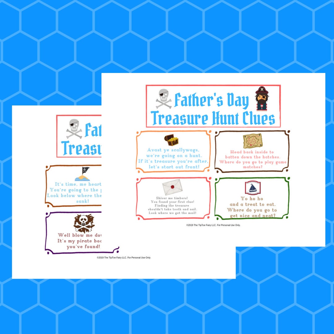 Father's Day Themed Bundle Printables Scavenger Hunt Treasure Hunt ...