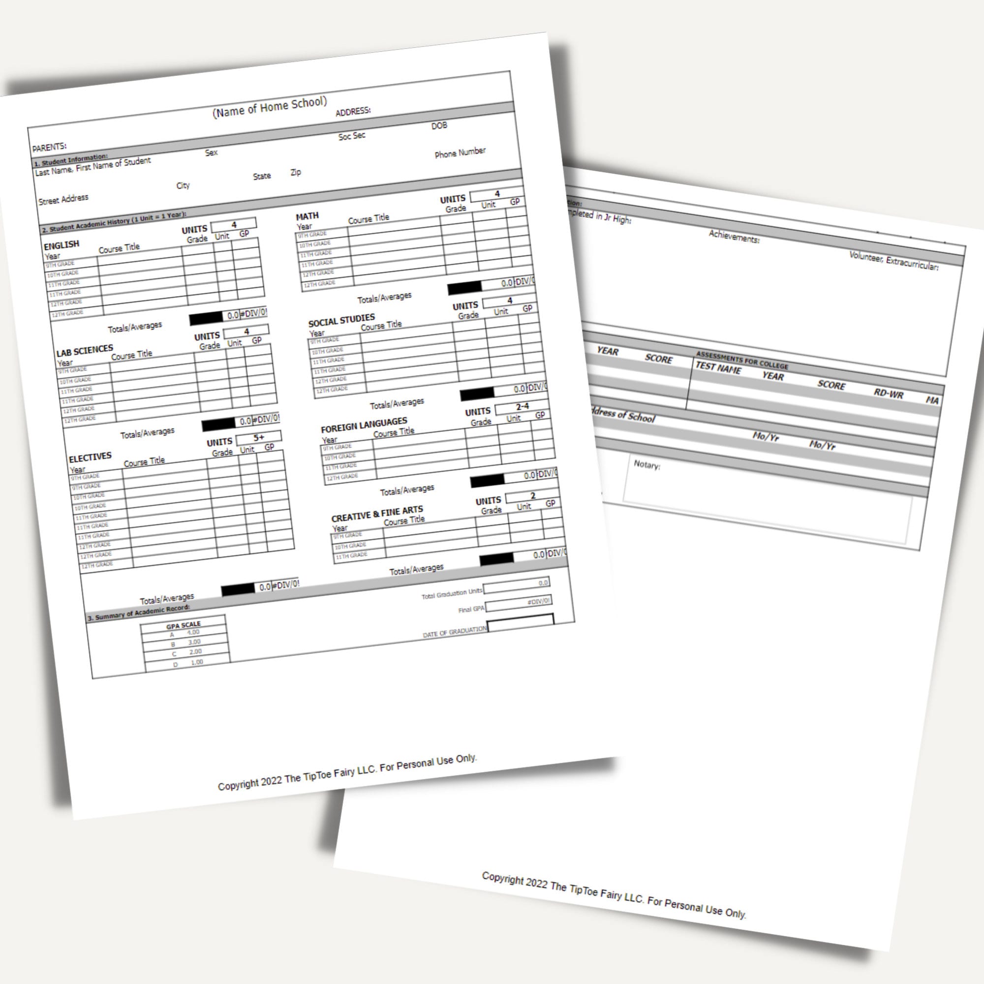 High School Homeschool Transcript EDITABLE Printable | Record Keeping ...