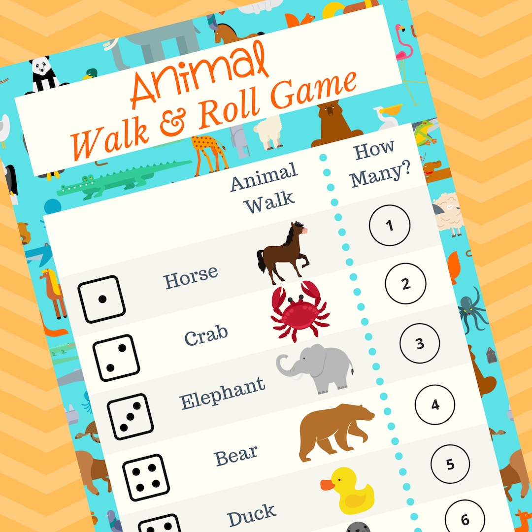 Preschool & Toddler Animal Walk and Roll Printable Game - Digital ...