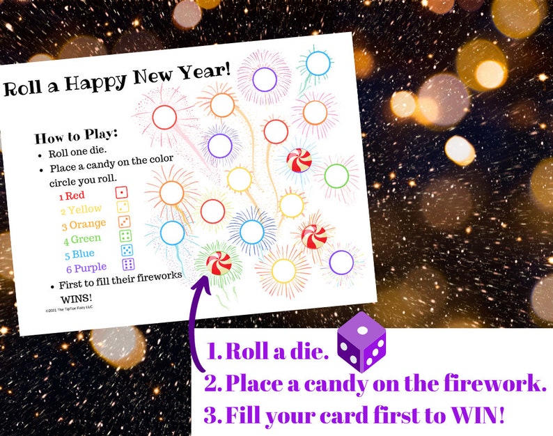 Roll a Happy New Year Printable Game - Instant Download - Etsy