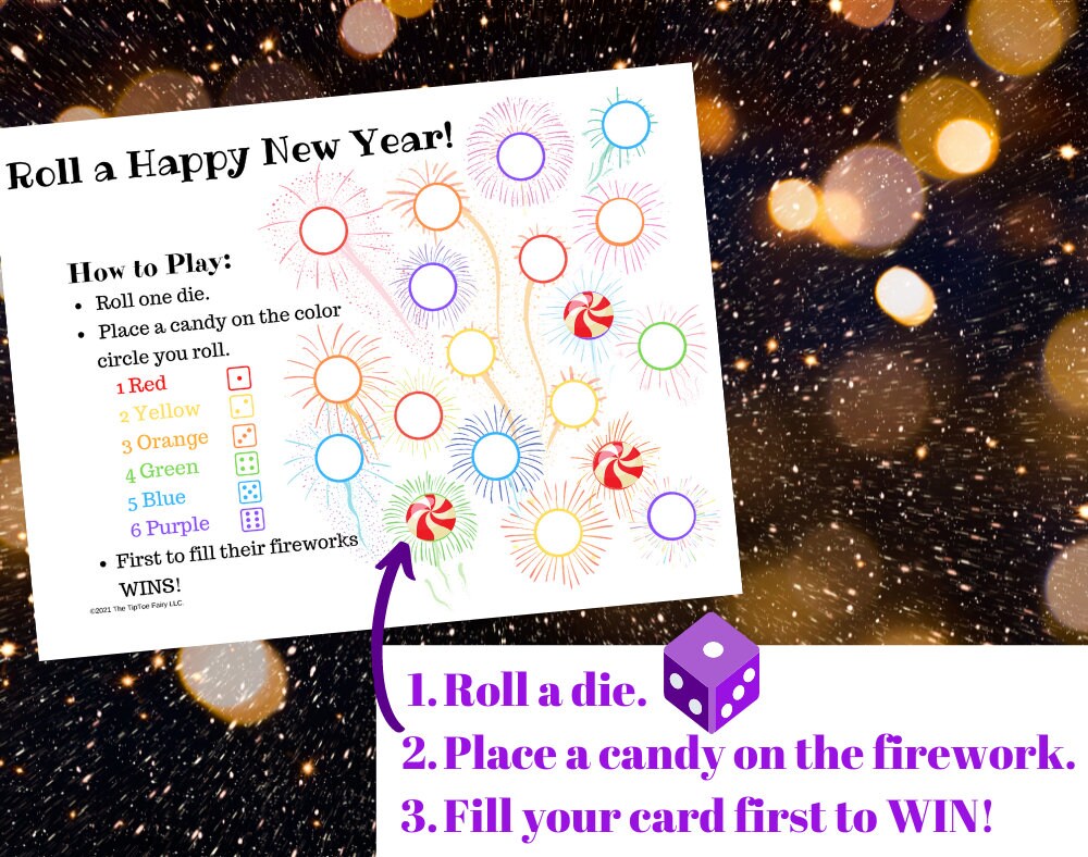 Roll a Happy New Year Printable Game - Instant Download - Etsy