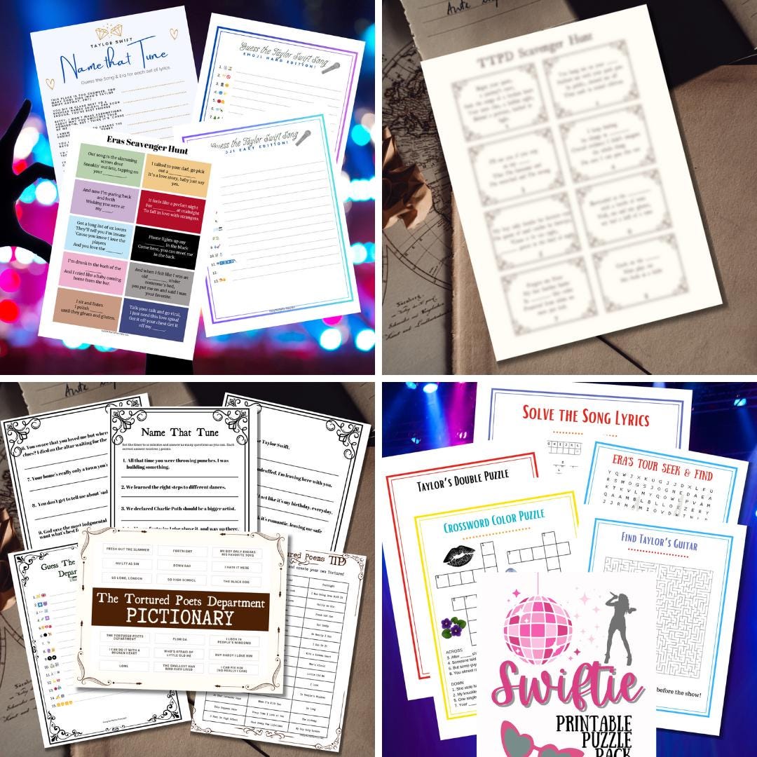 Taylor Eras Party Pack – Swiftie Trivia, Puzzles, Scavenger Hunt (PDF ...