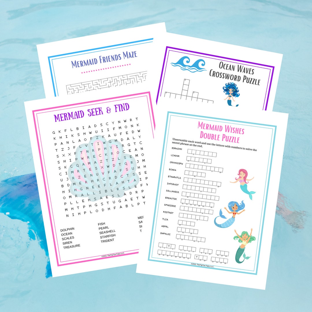 Mermaid Activity Puzzles - Digital Download - Ocean | Mythical ...