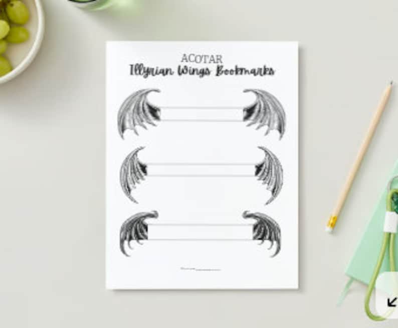 Illyrian Wings Bookmarks - Digital Download - A Court of Thorns & Roses ...