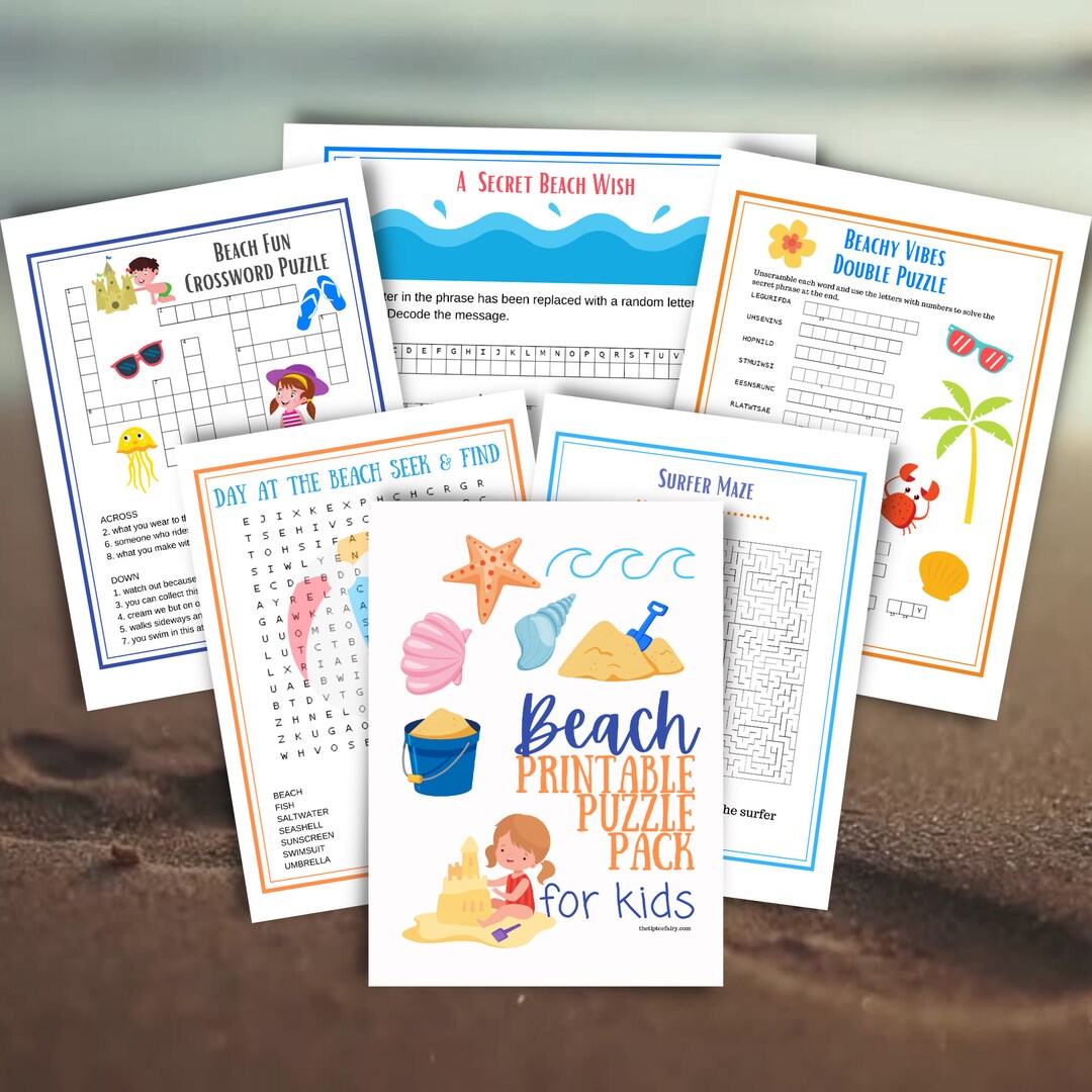 Beach Activity Puzzles - Digital Download - Vacation | Summer ...