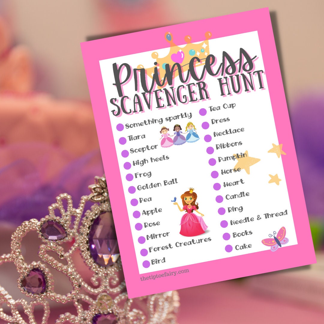 Princess Scavenger Hunt - Digital Download - Princess Party Activity ...