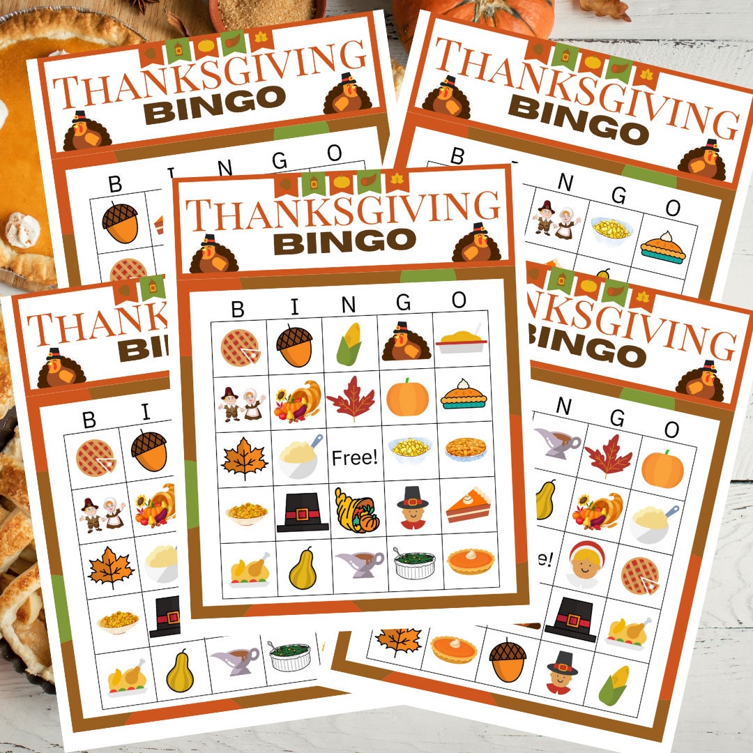30 Thanksgiving Bingo Cards | Picture Bingo | Kids Bingo Game ...