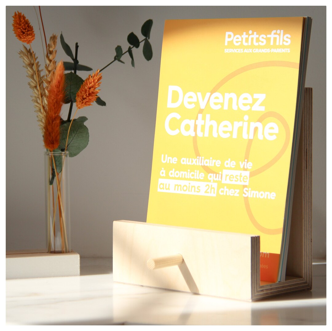 Wooden Flyer Stand to Install or Wall Mount A5, Catalog Holder, Wooden ...