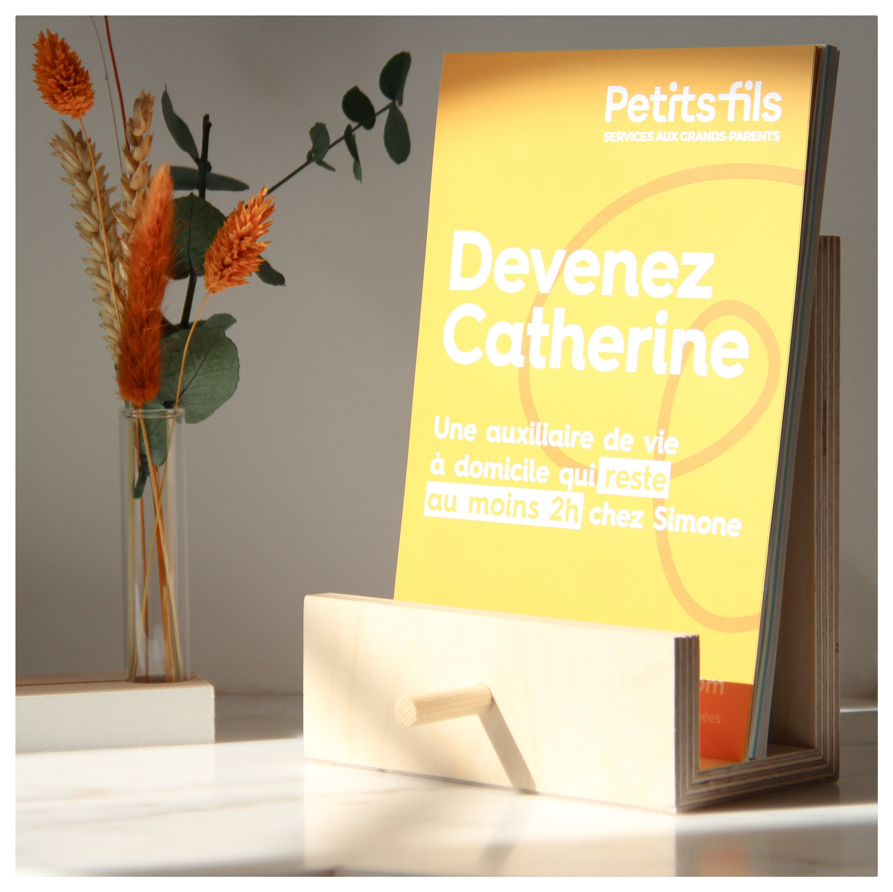 Wooden Flyer Stand to Install or Wall Mount A5, Catalog Holder, Wooden ...