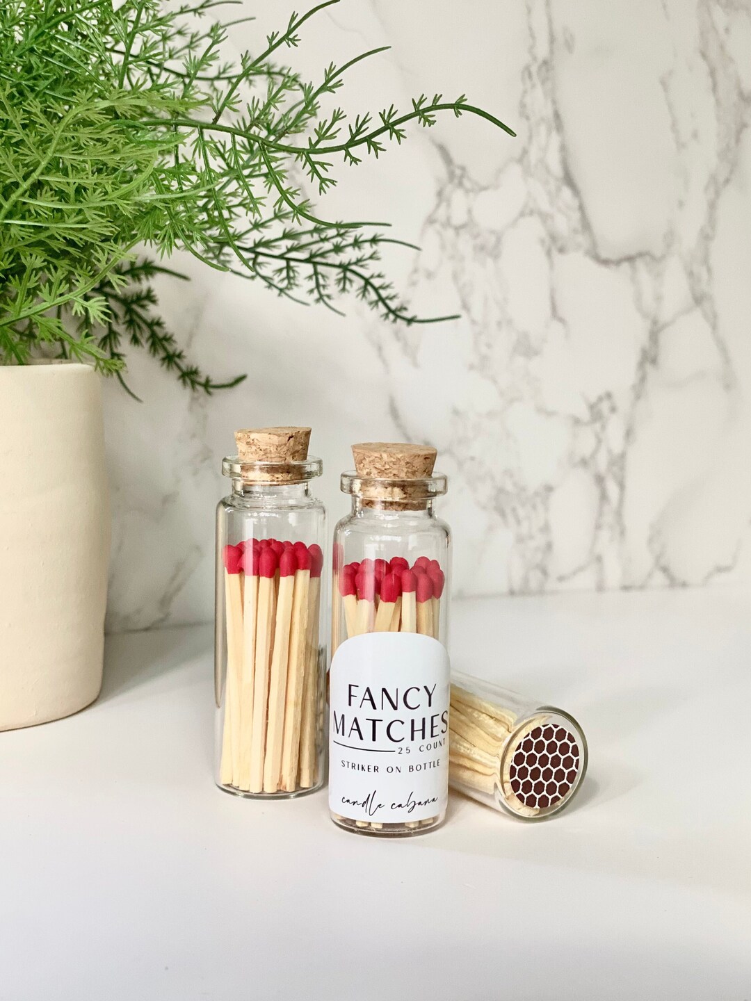 25 RED Color Tip Matches, Apothecary Matches, Strike on Bottle ...