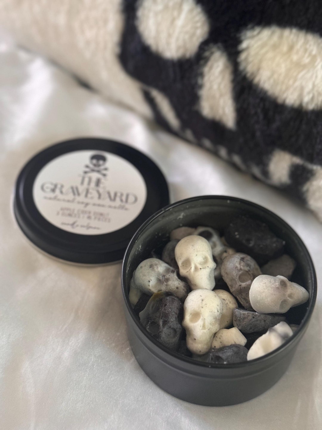 Skull Wax Melts, Natural Soy Fall Candles, 3oz Black Tin, Halloween ...