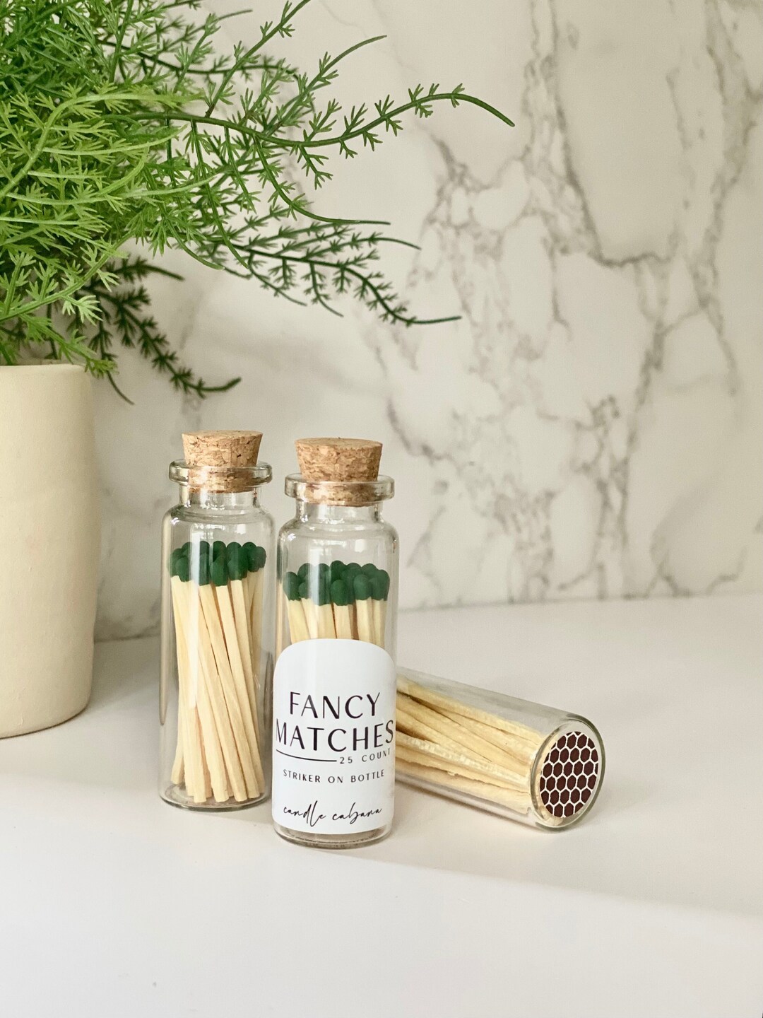 25 DARK GREEN Color Tip Matches Apothecary Matches Strike Bottle ...