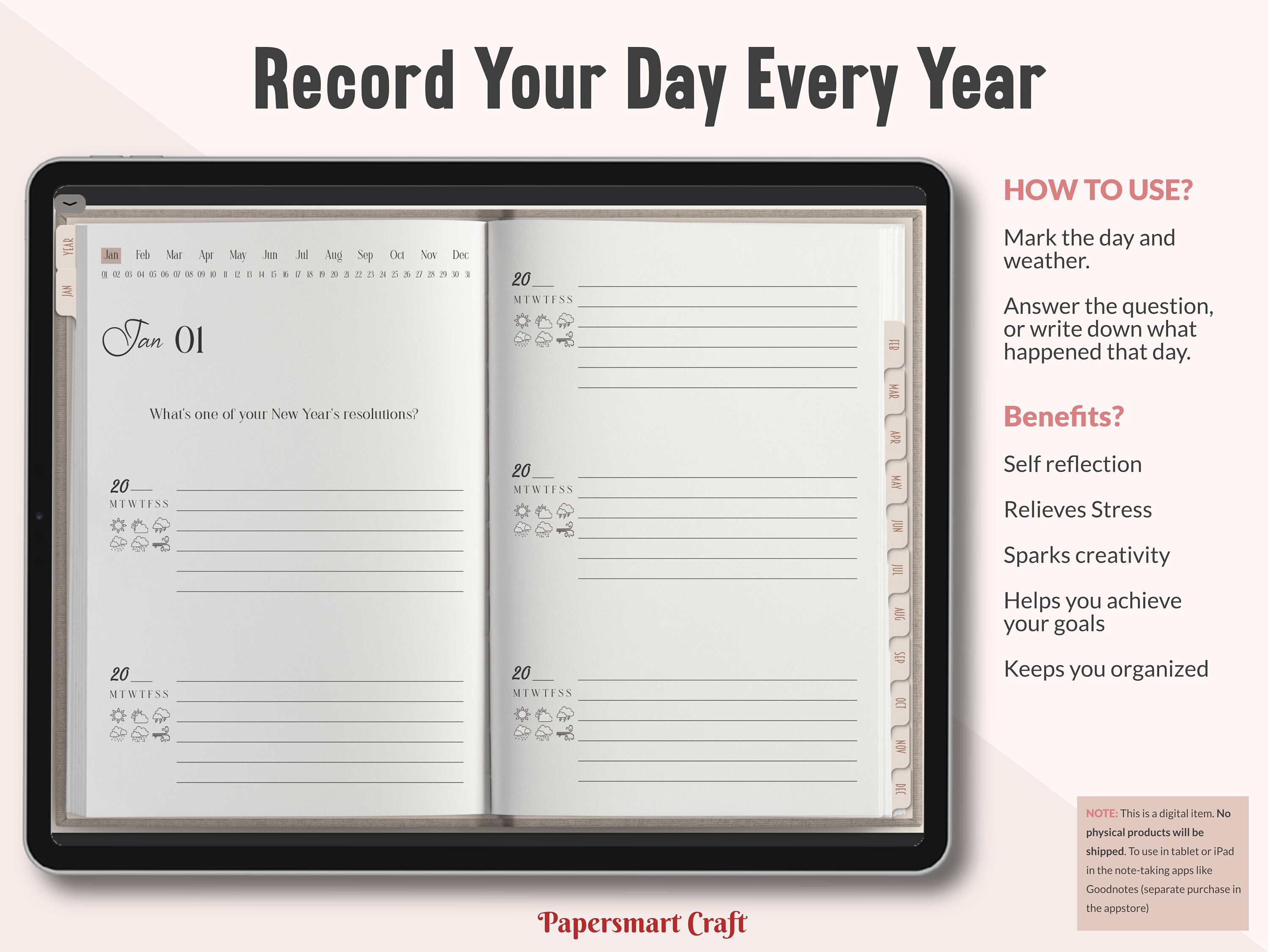 5 Year Journal Five Year Journal Digital Five Year Diary - Etsy