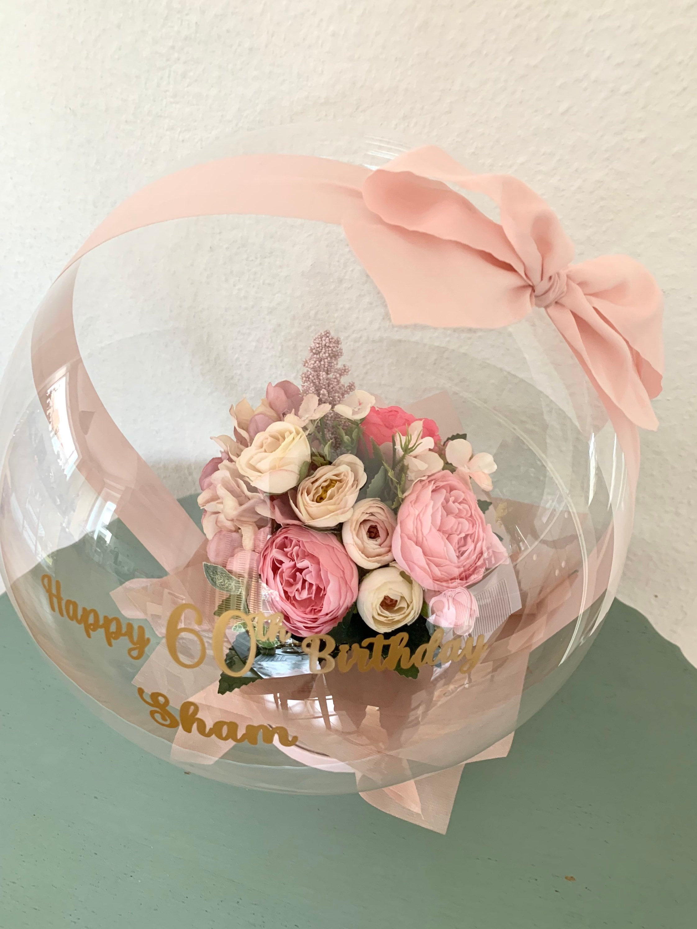Flowers artificial in a Clear Balloon With Chocolates & - Etsy UK