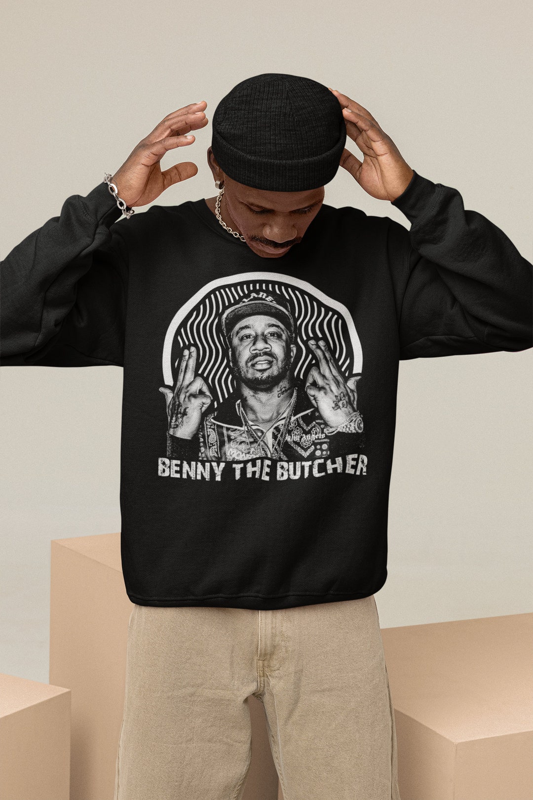 Benny the Butcher Hip Hop Sweatshirt 90s Rap Clothing Rapper Shirt ...