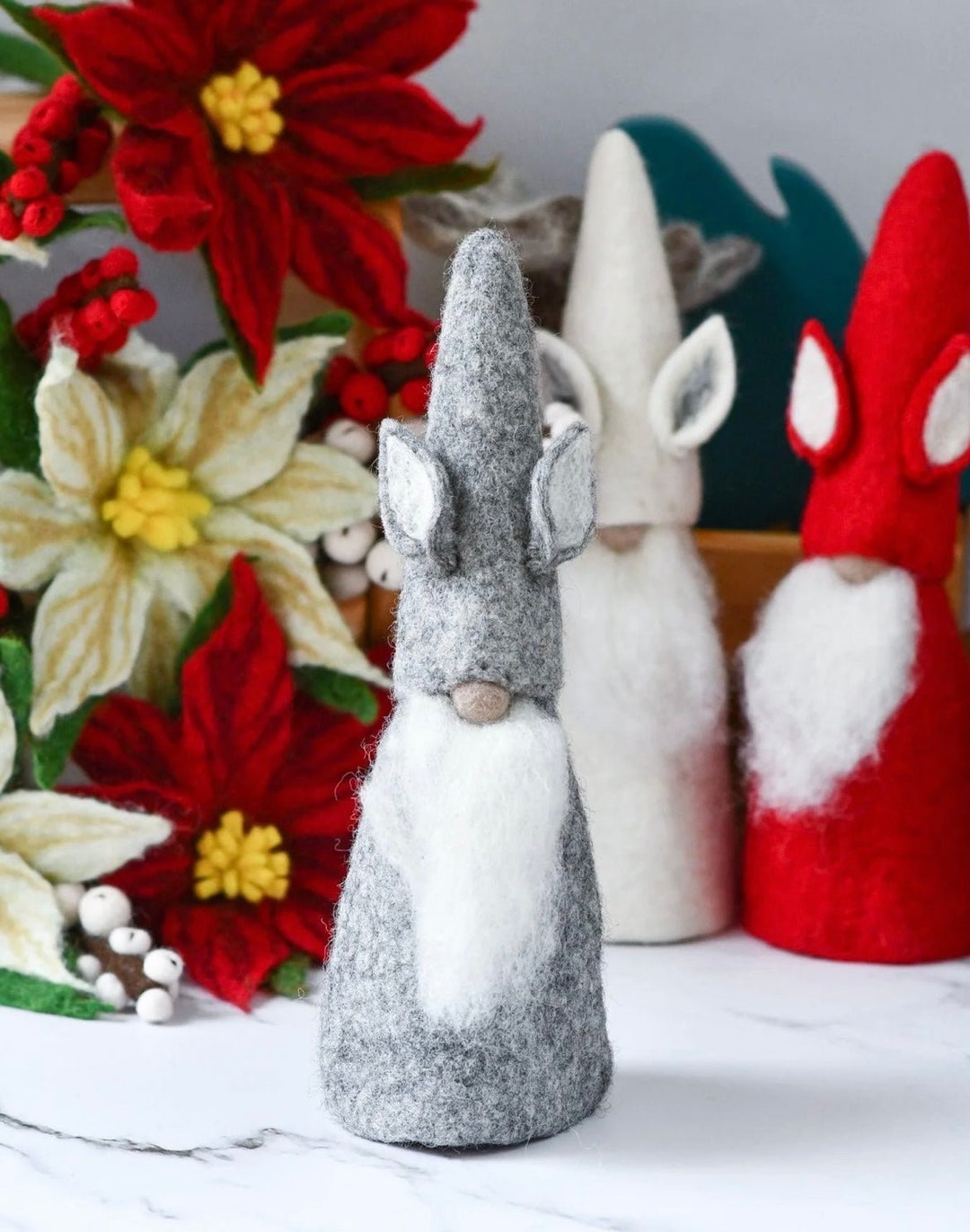 Wool Felt Gnome Tree Topper, Santa Christmas Tree Topper, Handmade Felt ...