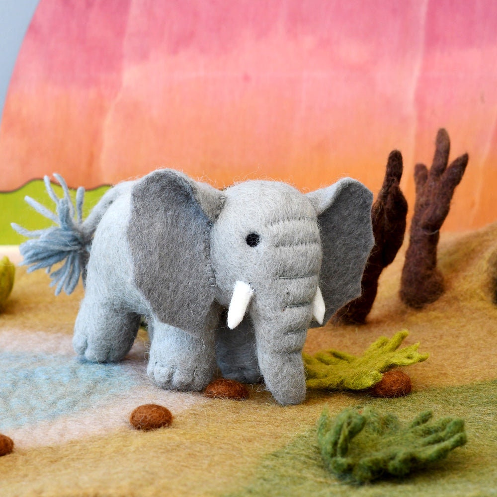 Wool Felt Elephant, Felt Safari Elephant, Felt Stuffed Animals, Stuff ...